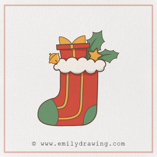 How To Draw a Christmas Stocking - Emily Drawing