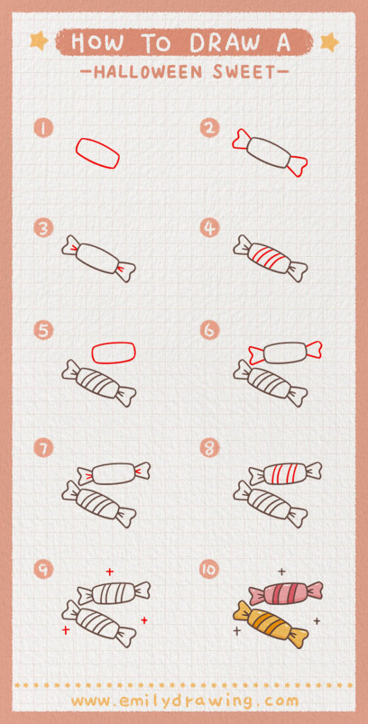 How to Draw Halloween Sweets - Emily Drawing