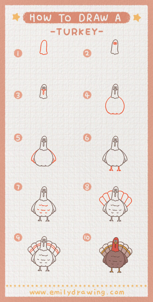 How to Draw a Turkey - Emily Drawing