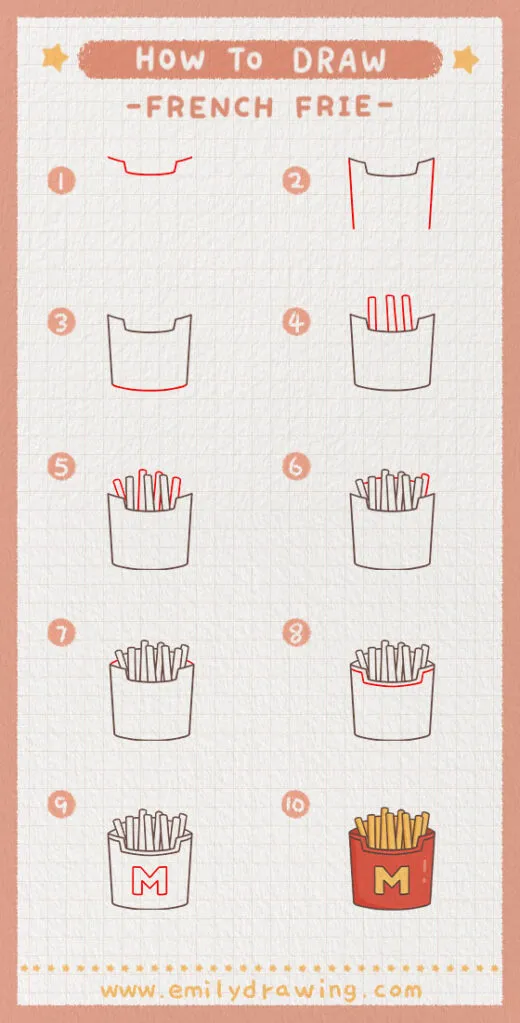 How to Draw French Fries - Emily Drawing