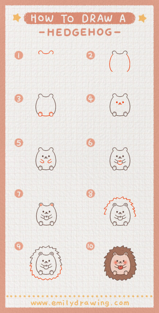 How to Draw a Hedgehog - Emily Drawing