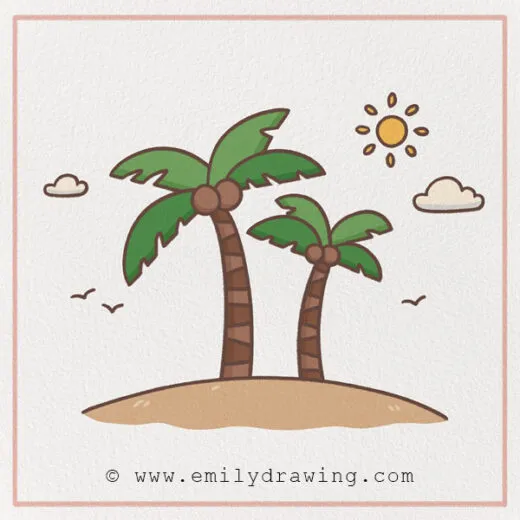 How to Draw a Palm Tree - Emily Drawing