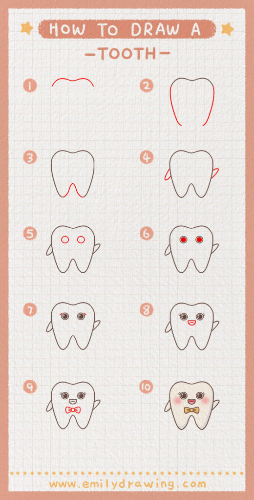 How to Draw a Tooth - Emily Drawing