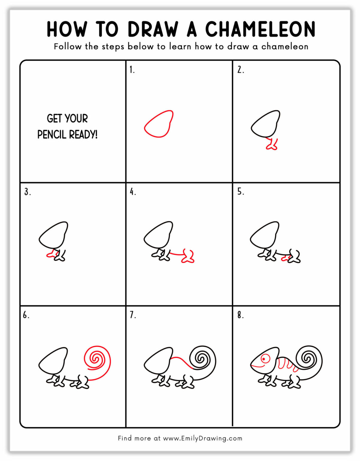 How to Draw a Chameleon - Emily Drawing