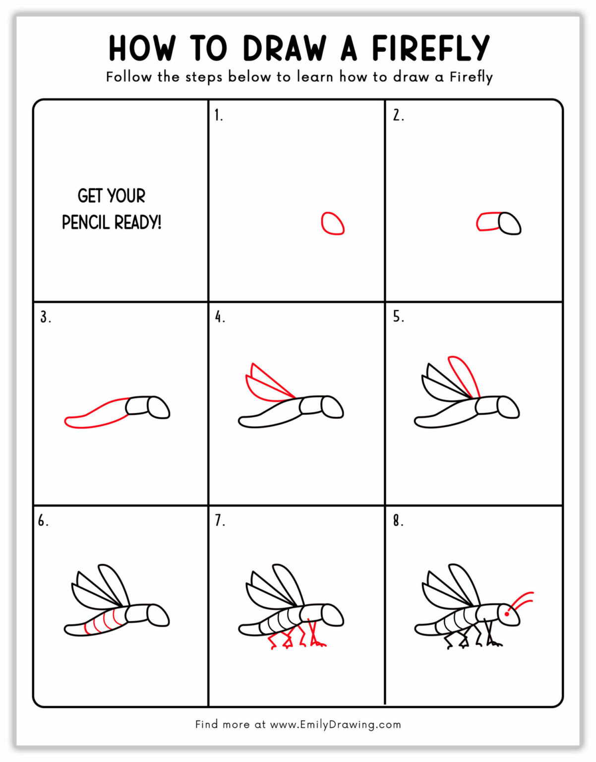 How to Draw a Firefly - Emily Drawing