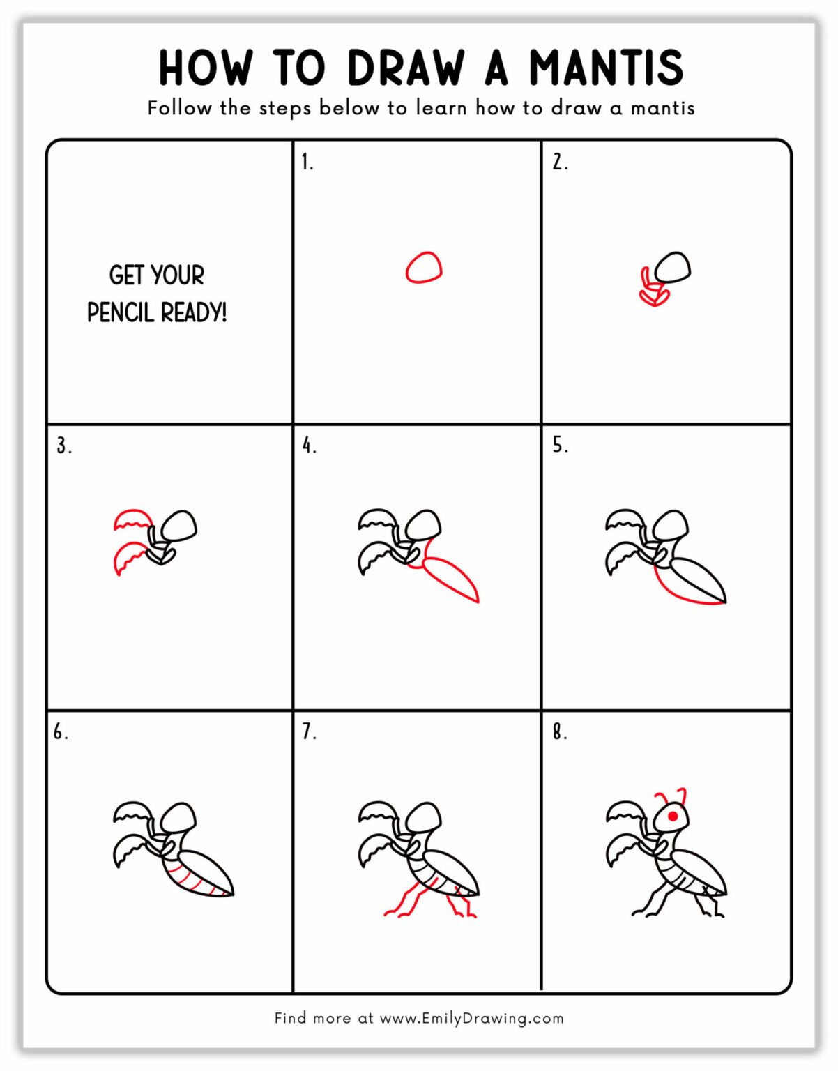 How to Draw a Mantis - Emily Drawing