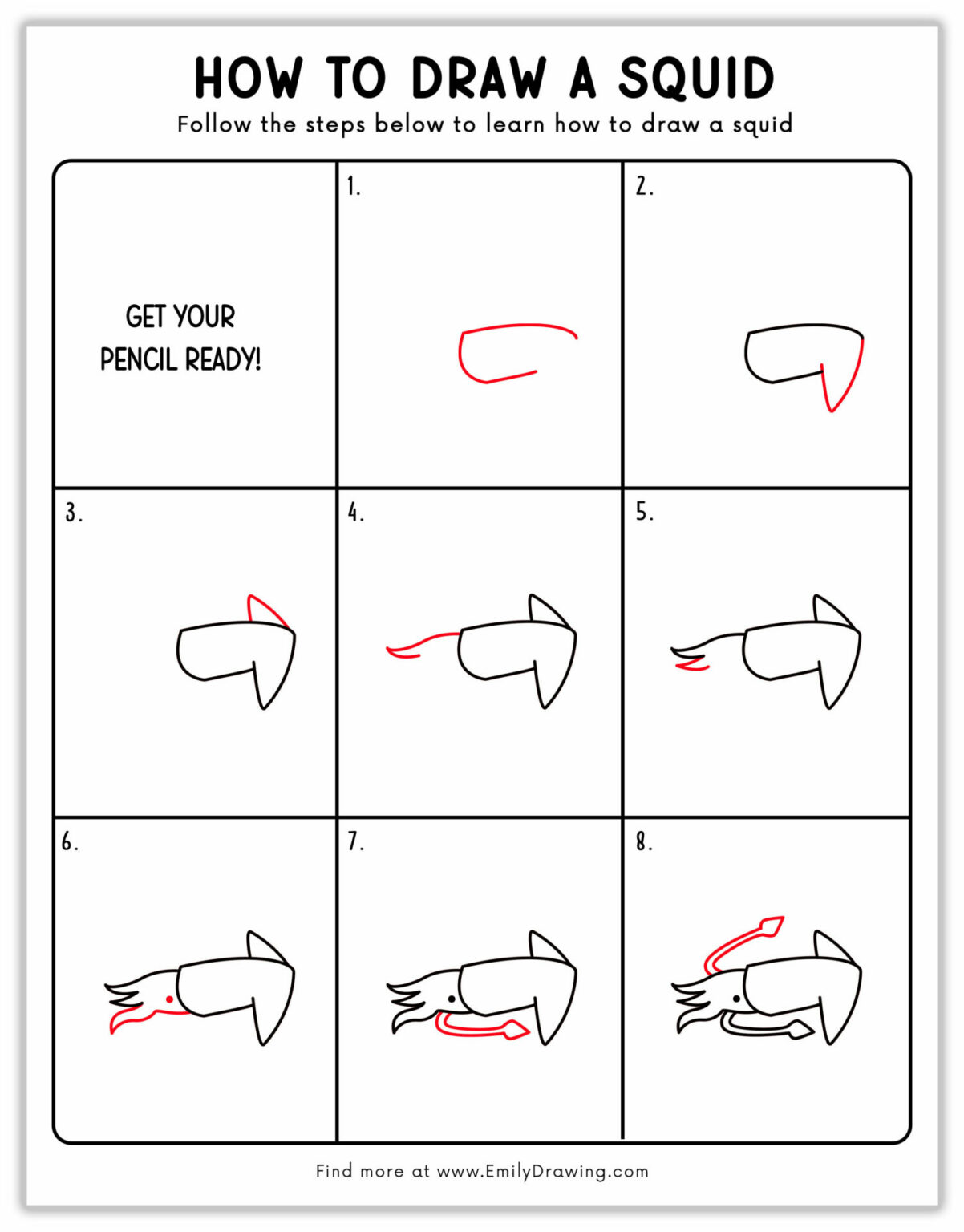How to Draw a Squid - Emily Drawing
