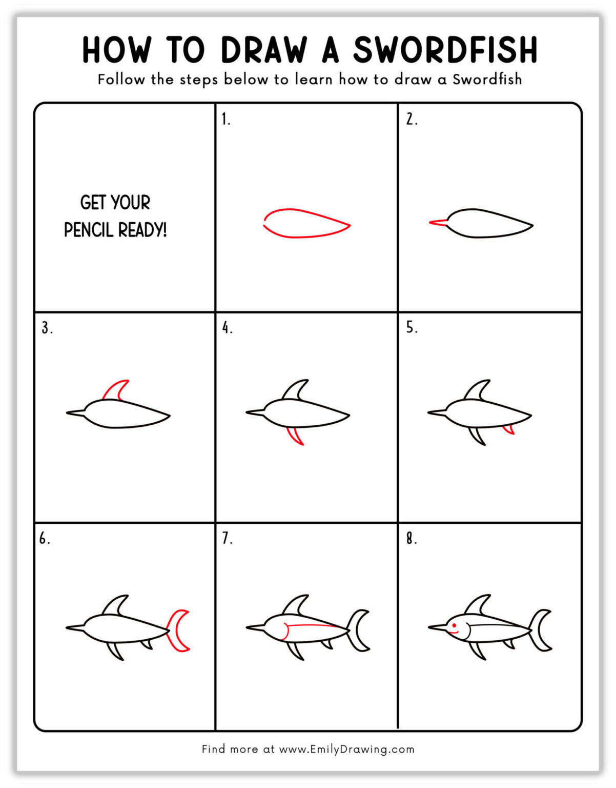 How to Draw a Swordfish - Emily Drawing