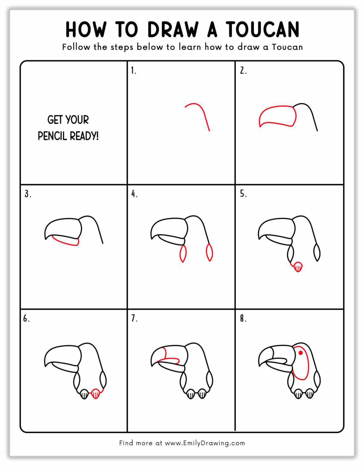 How to Draw a Toucan - Emily Drawing