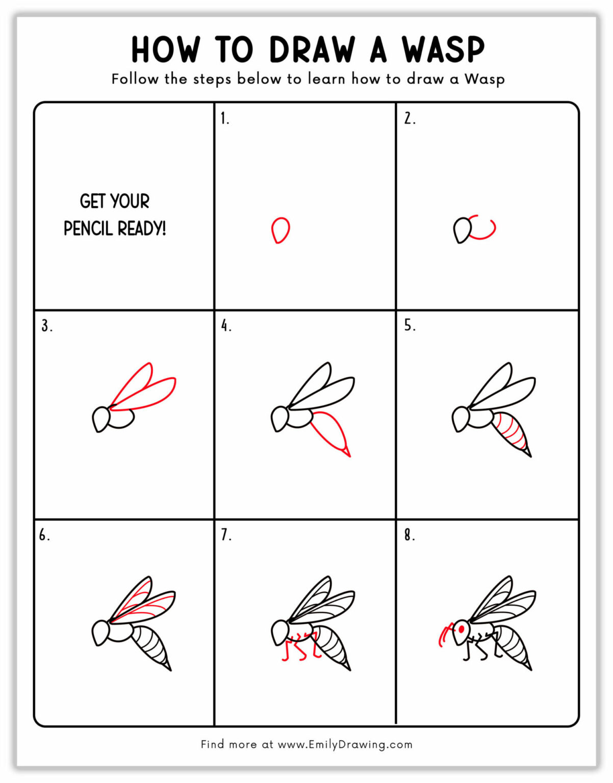 How to Draw a Wasp - Emily Drawing
