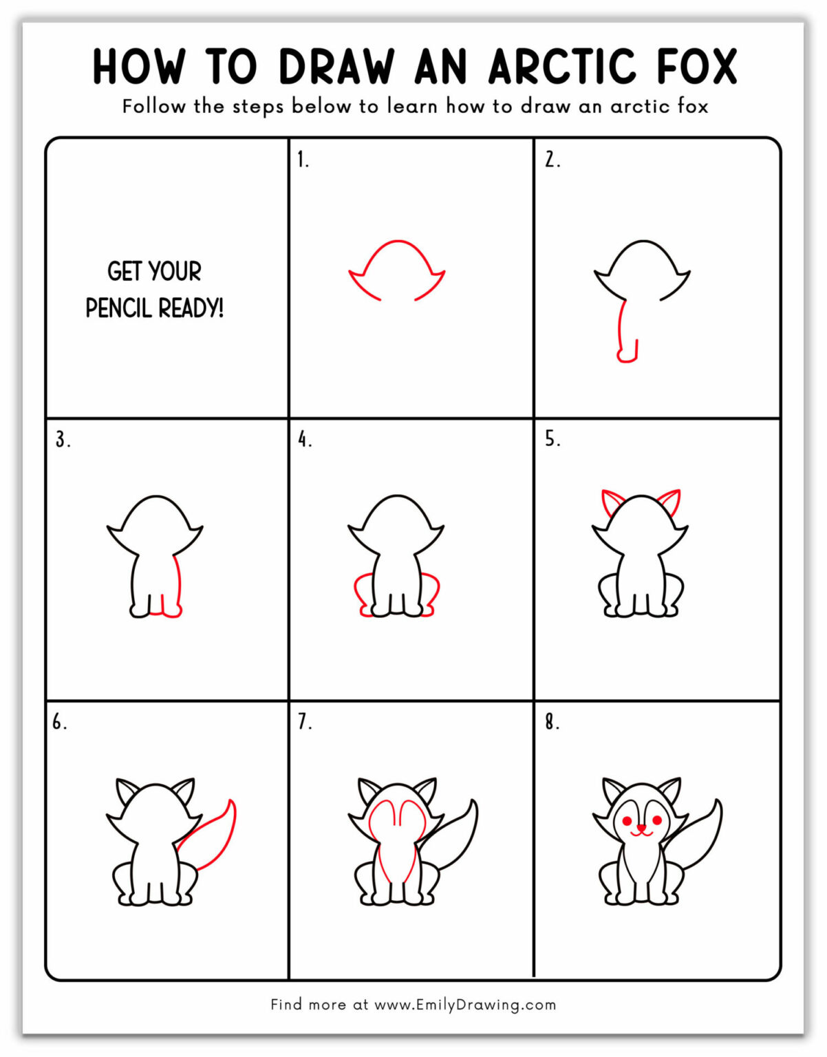 How to Draw an Arctic Fox - Emily Drawing