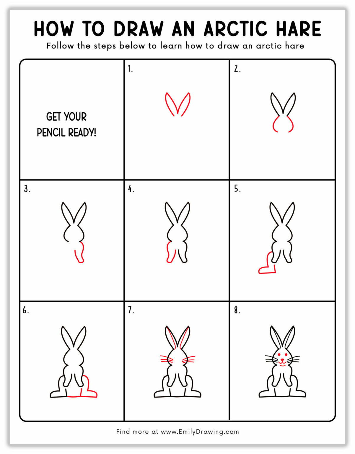 How to Draw an Arctic Hare - Emily Drawing