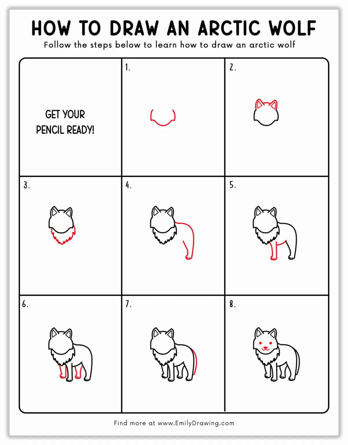 How to Draw an Arctic Wolf - Emily Drawing