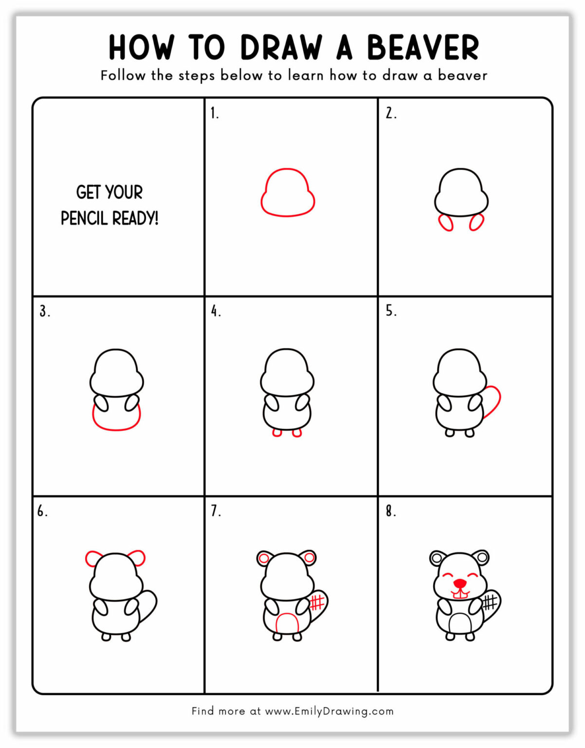 How To Draw A Beaver - Emily Drawing