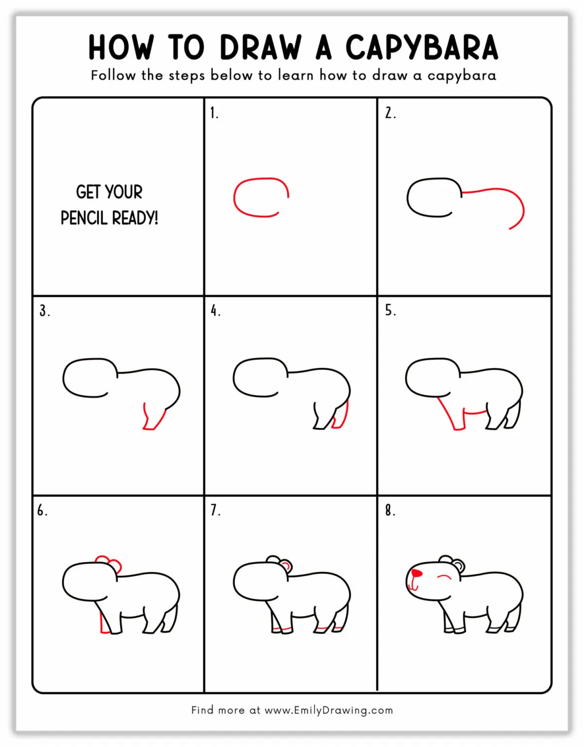 How To Draw A Capybara - Emily Drawing