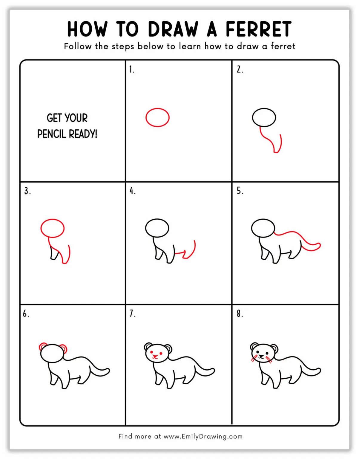 How To Draw A Ferret - Emily Drawing