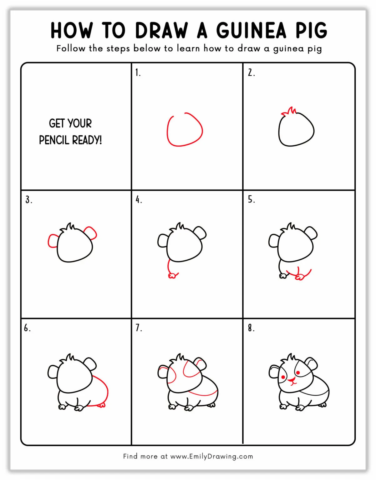 How To Draw A Guinea Pig - Emily Drawing