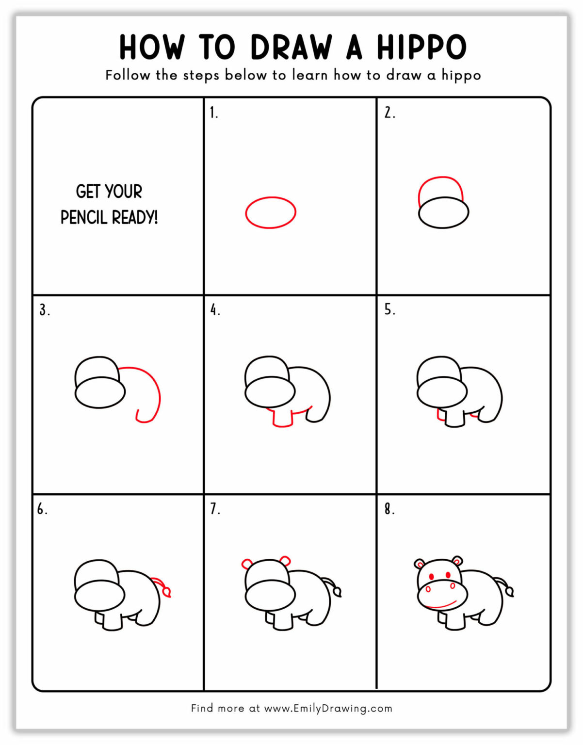How To Draw A Hippo - Emily Drawing