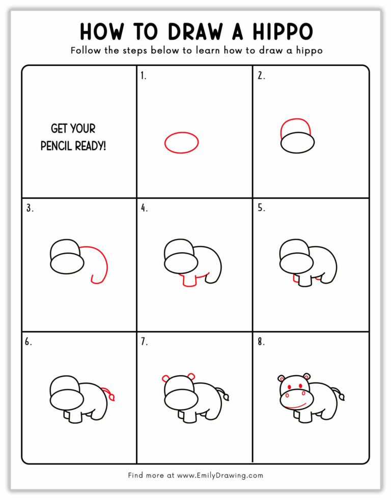 How To Draw A Hippo - Emily Drawing