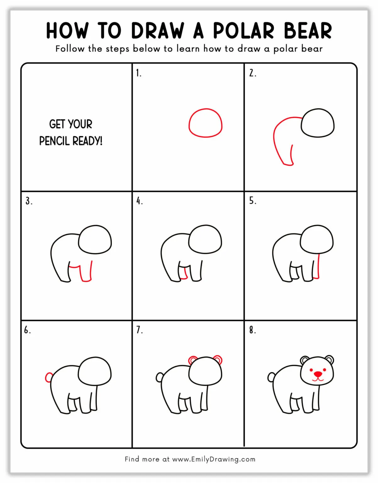 How To Draw A Polar Bear - Emily Drawing
