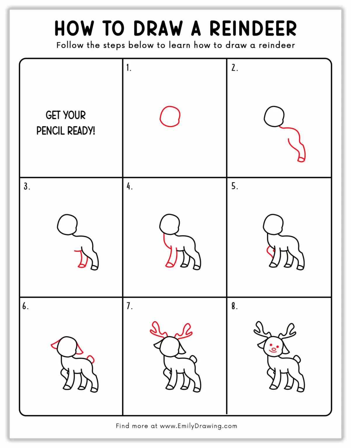 How To Draw A Reindeer - Emily Drawing