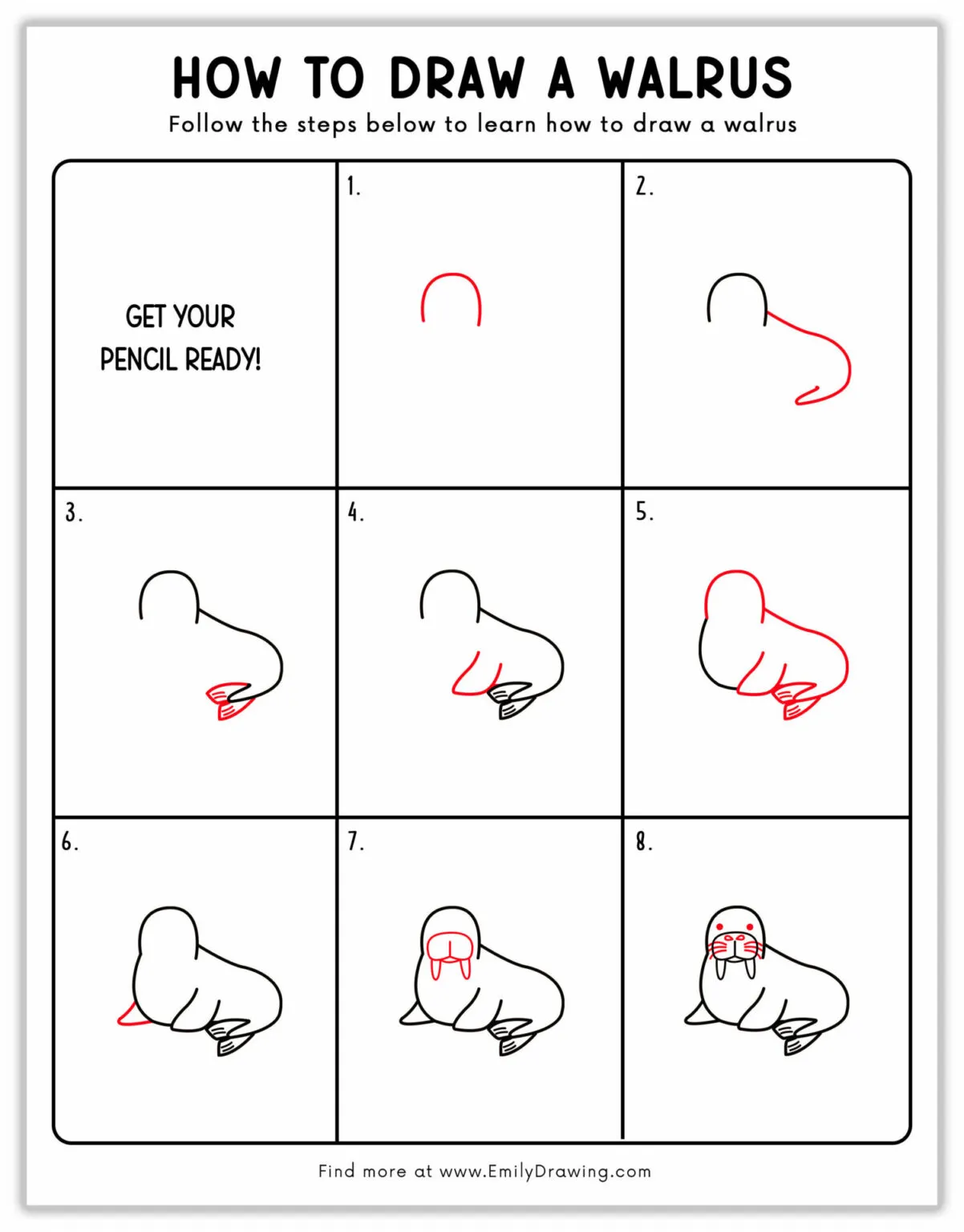 How To Draw A Walrus - Emily Drawing