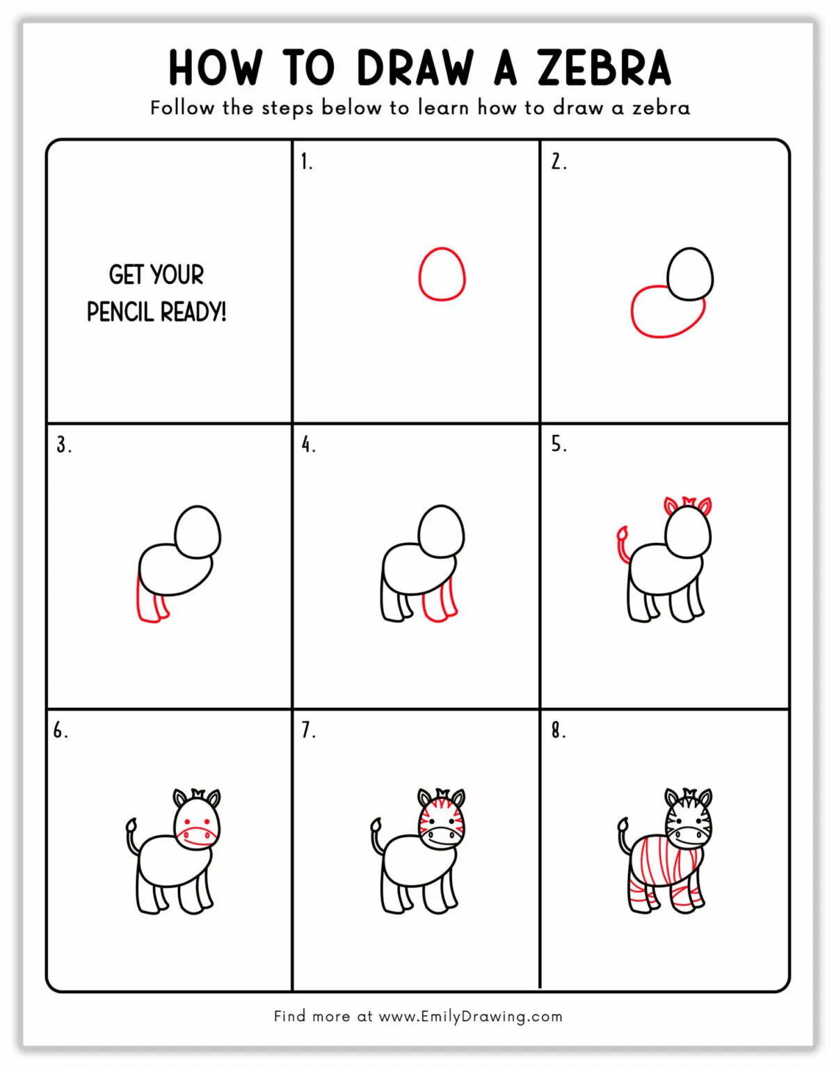 How To Draw A Zebra - Emily Drawing