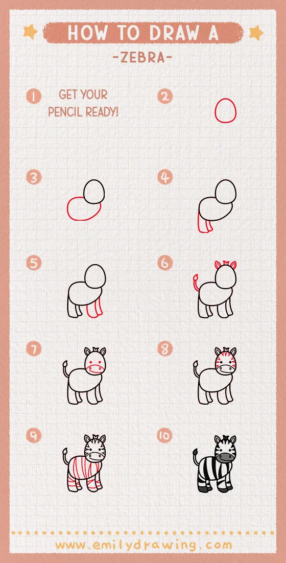 Zebra Drawings Step By Step How To Draw A Zebra Step By Step Easy