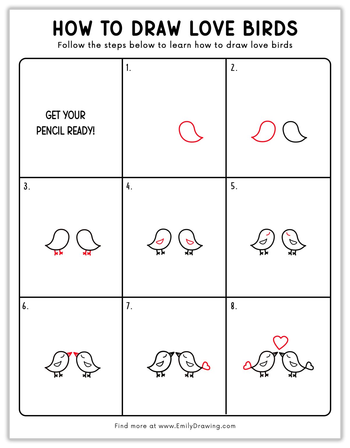 How to Draw Love Birds - Emily Drawing
