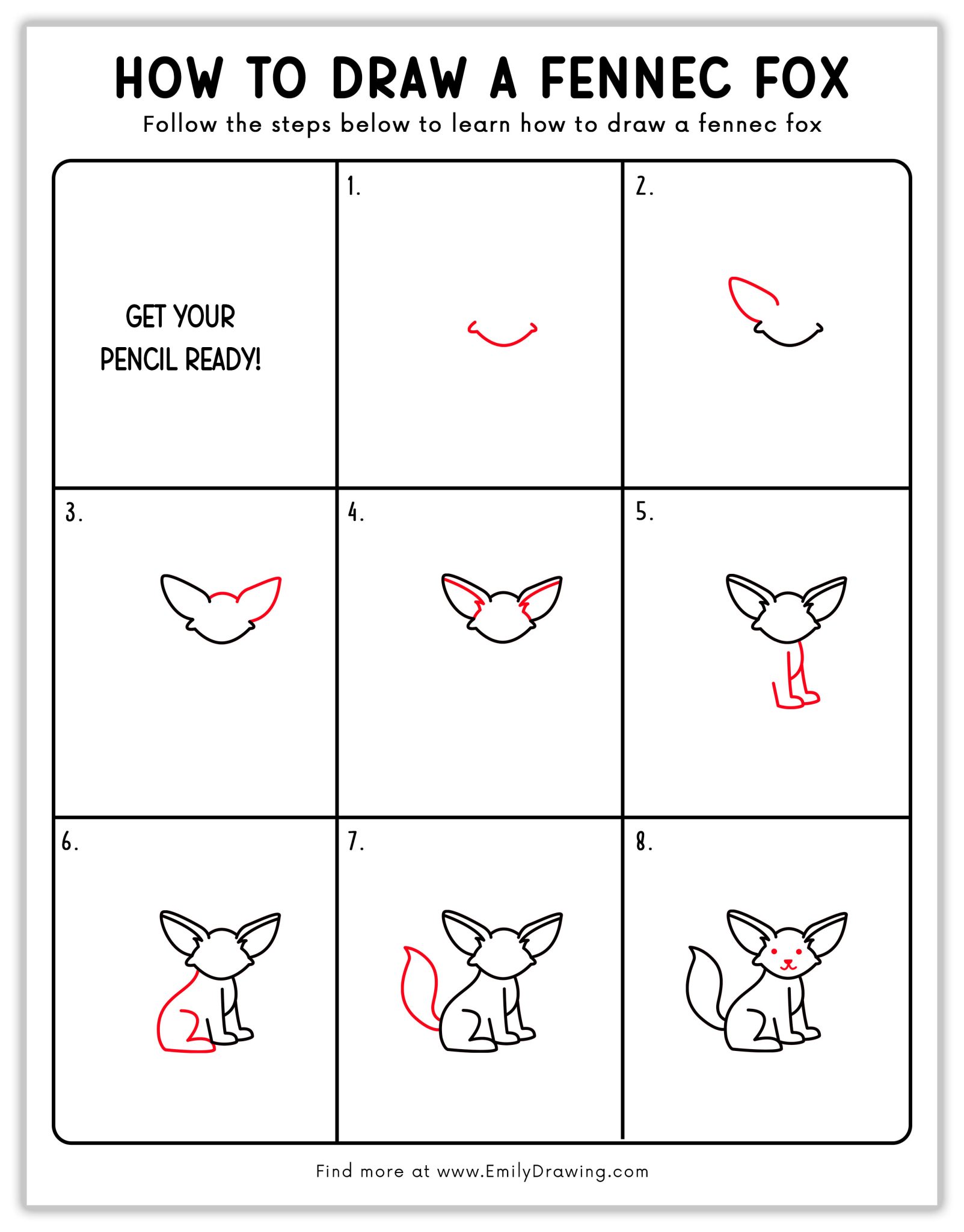 How to Draw a Fennec Fox - Emily Drawing