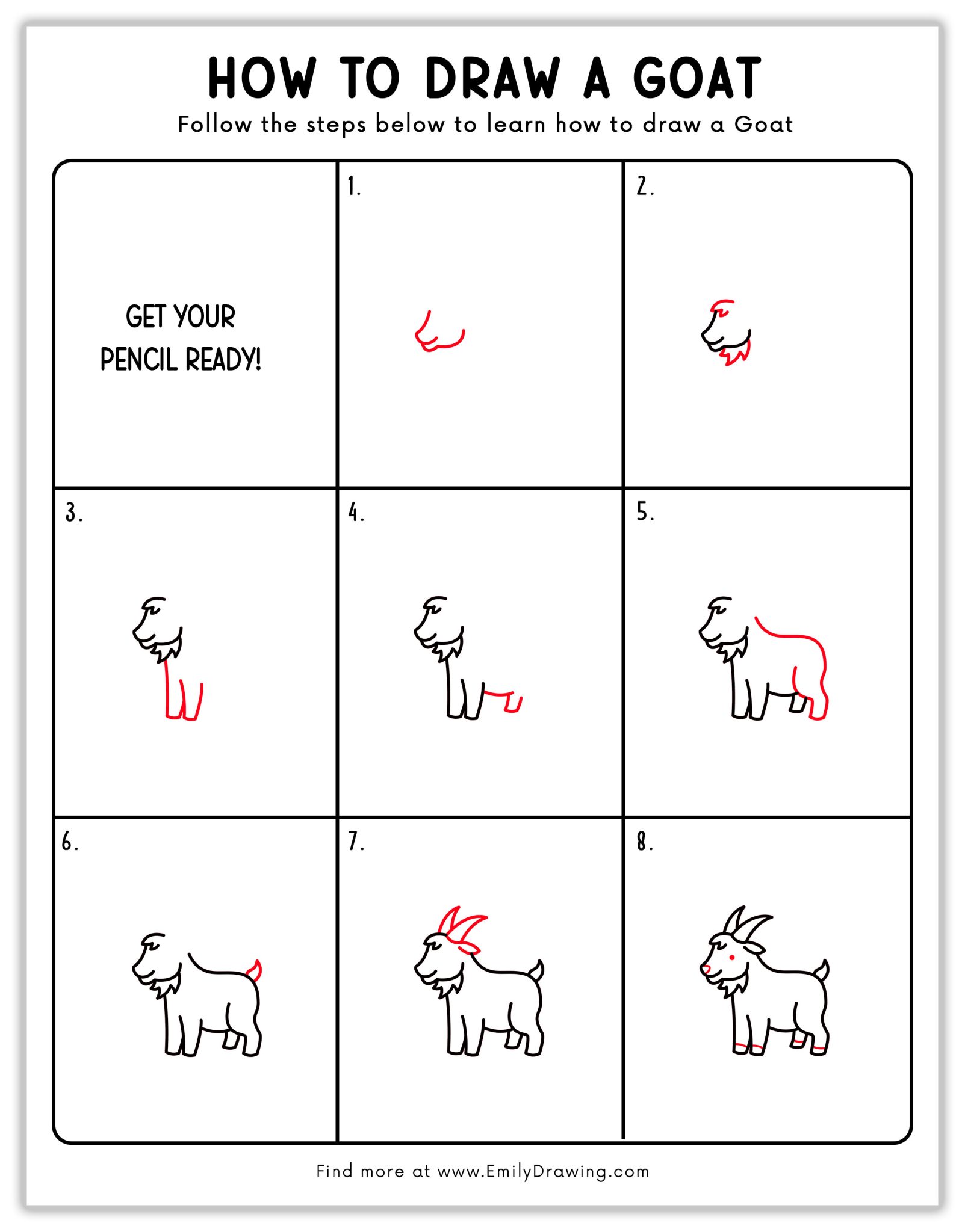 How to Draw a Goat - Emily Drawing