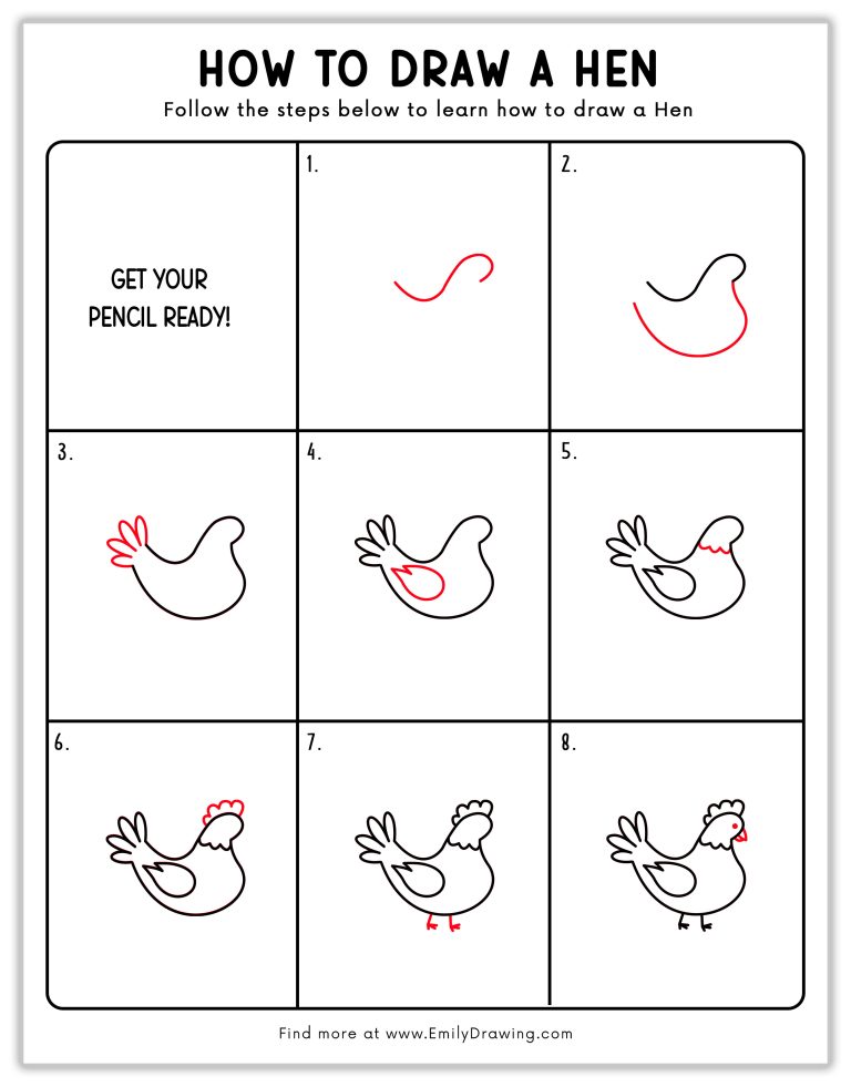How to Draw a Hen - Emily Drawing