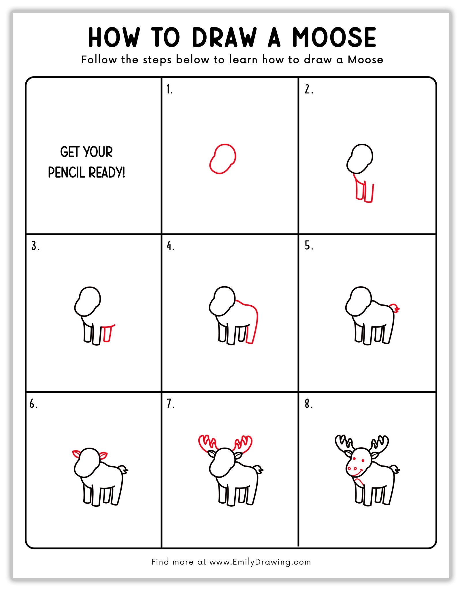 How to Draw a Moose - Emily Drawing