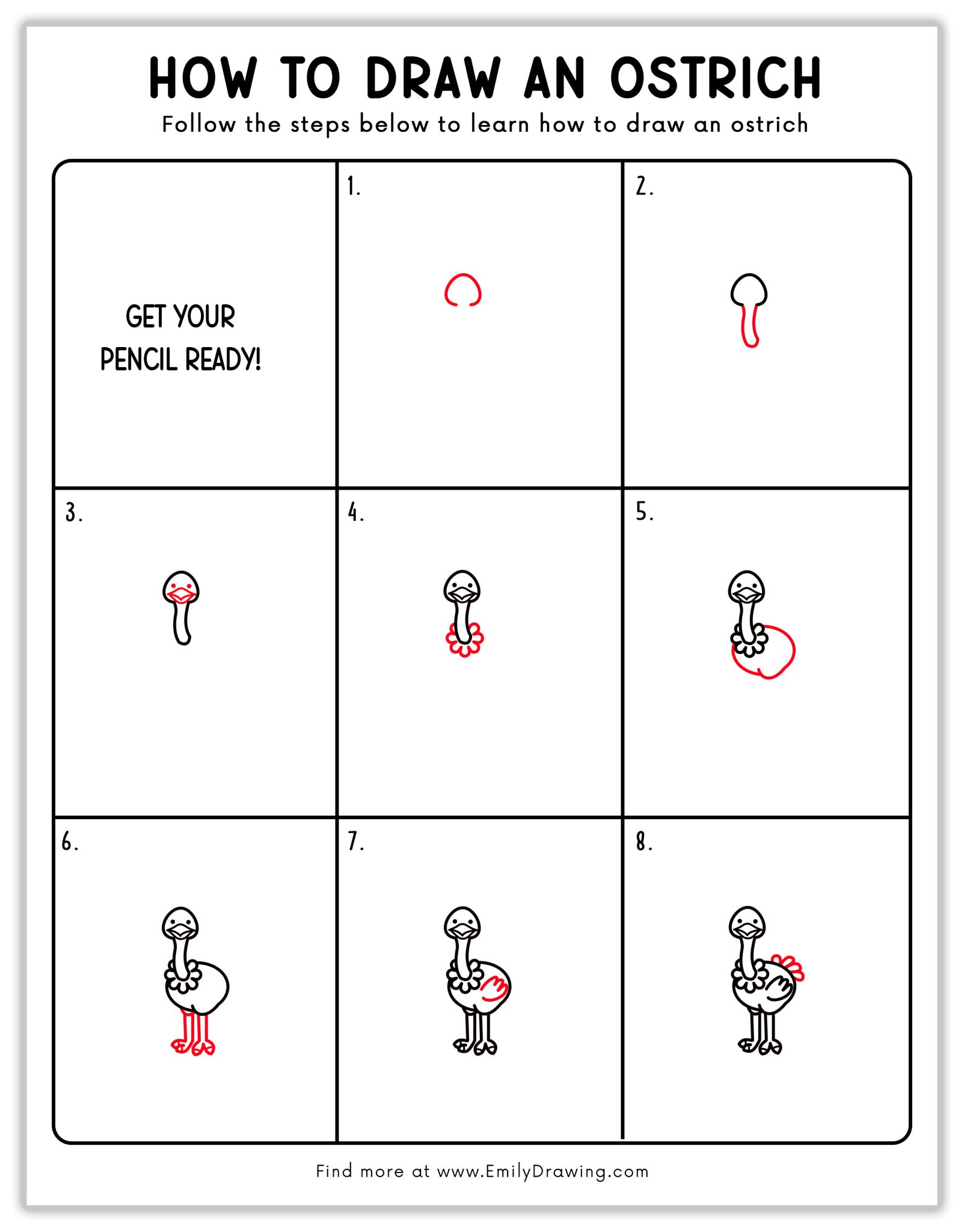 How to Draw an Ostrich - Emily Drawing