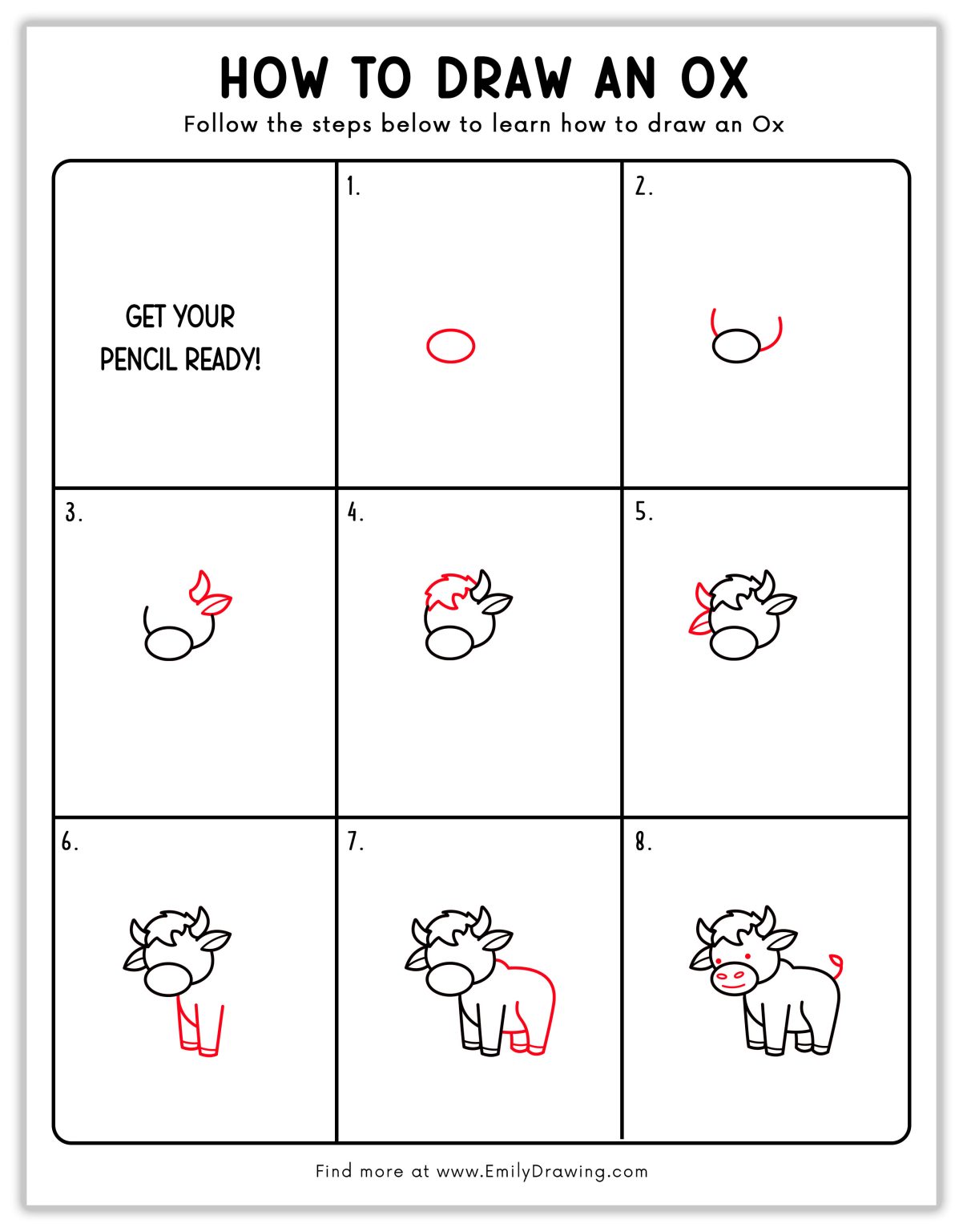 How to Draw an Ox - Emily Drawing