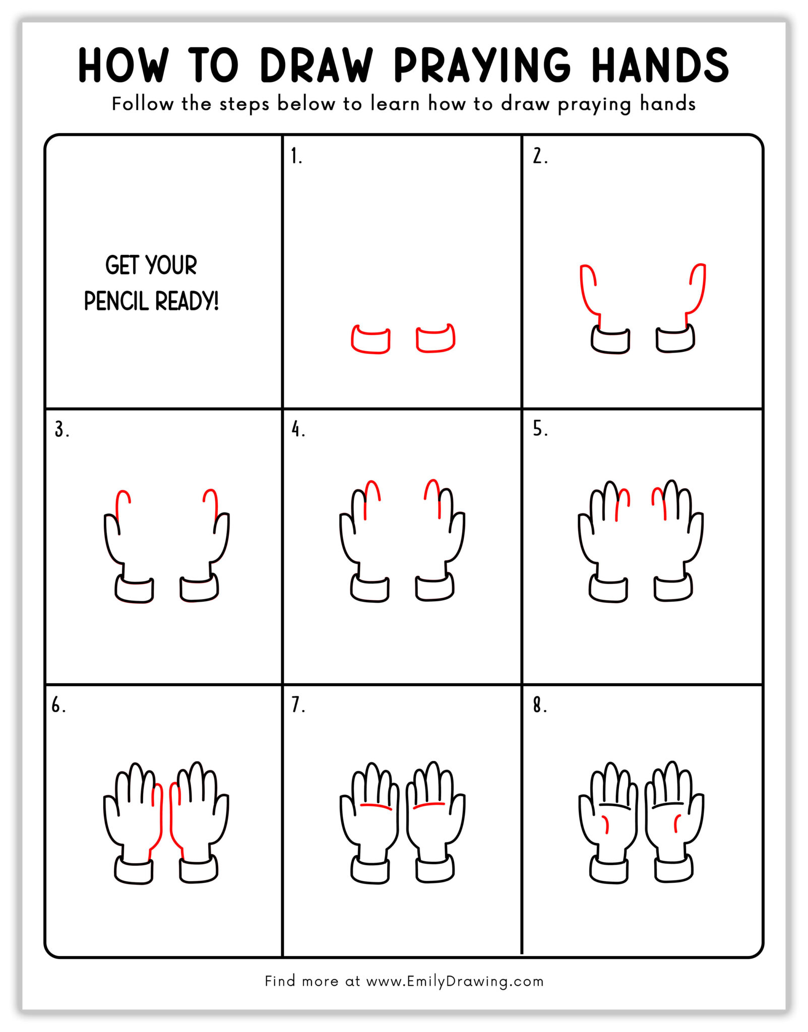 How to Draw Ramadan Praying Hands - Emily Drawing