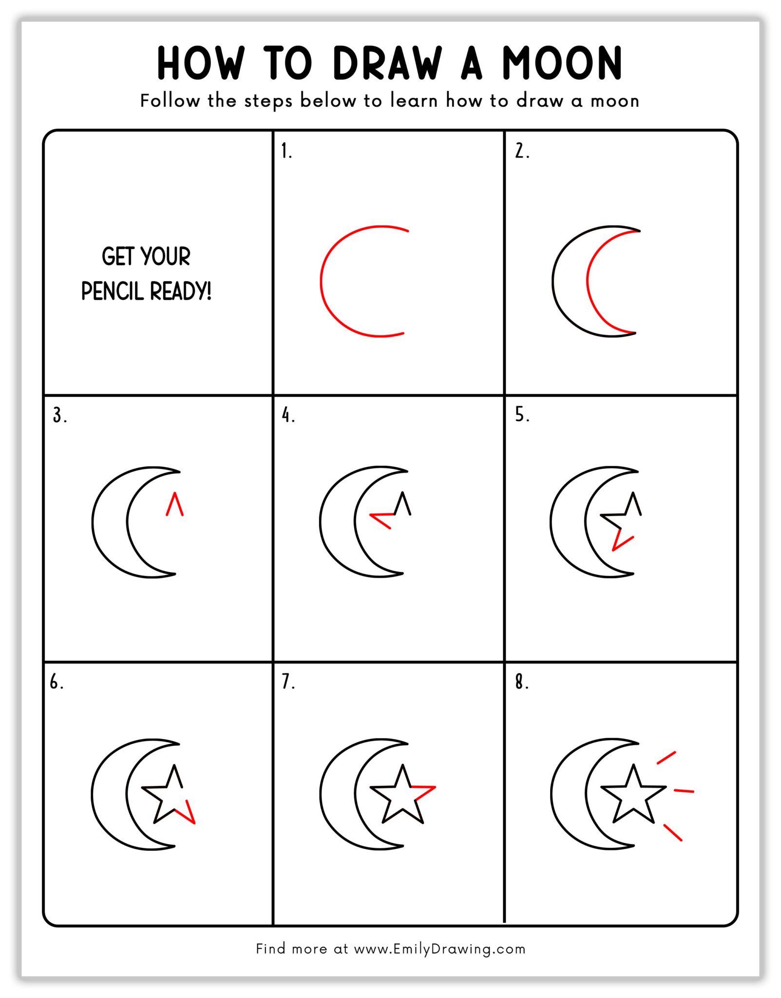 How to Draw a Ramadan Moon - Emily Drawing