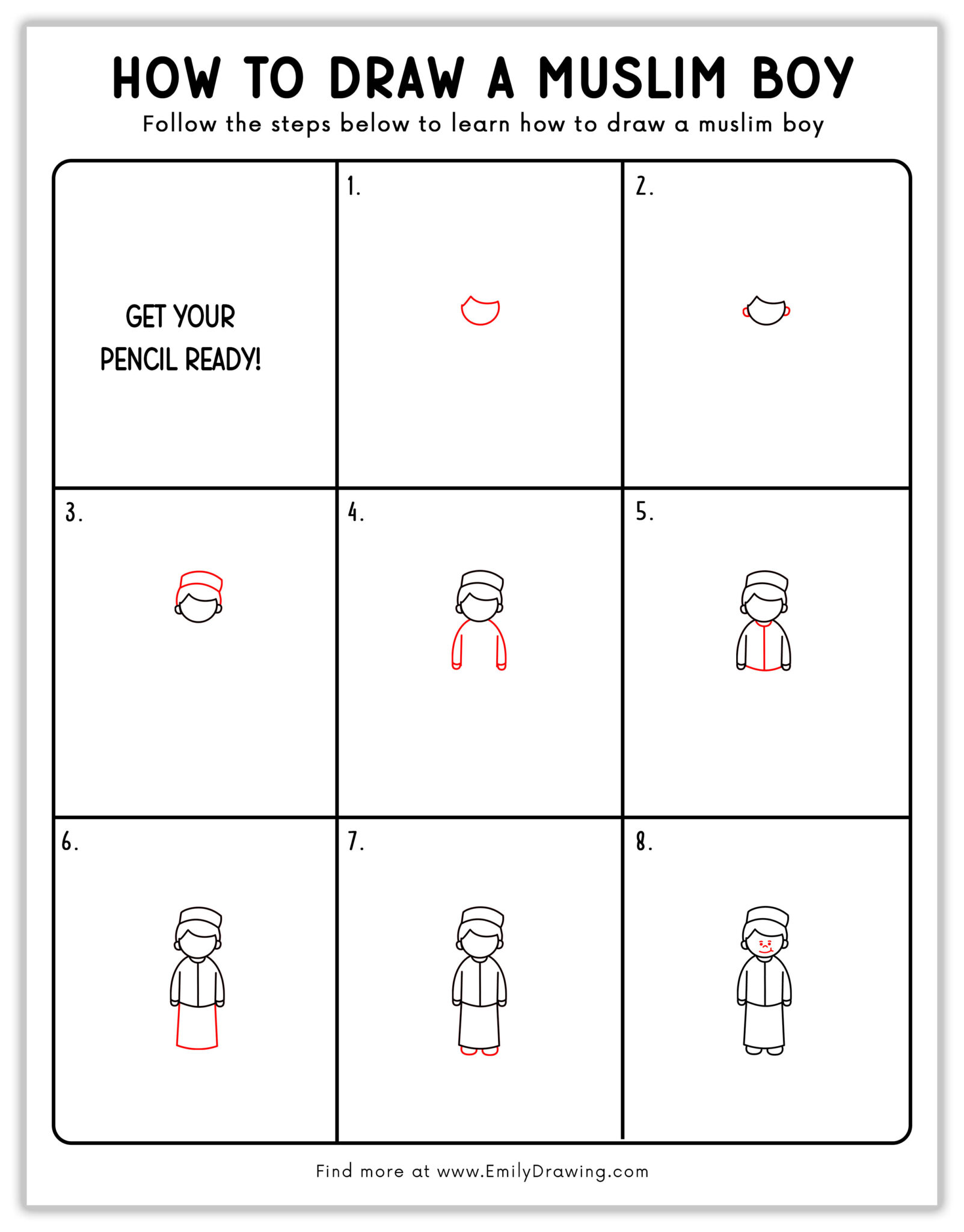 How to Draw a Ramadan Muslim Boy - Emily Drawing